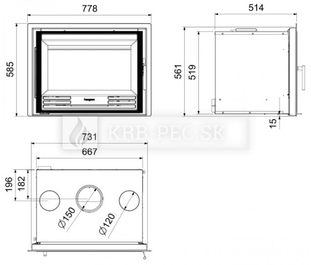 Hergóm C-03/70 liatinová krbová vložka s dvojitým spaľovaním ...